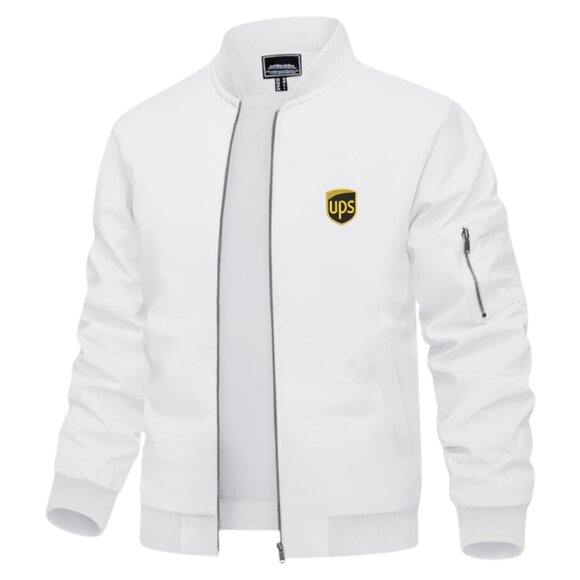 Jackets & Coats | Mens Ups Logo Embroidered Light Weight Bomber Jacket ...